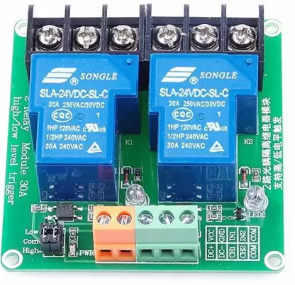 DC 5V 2 Channel Relay Module 30A with optocoupler isolation high and ...