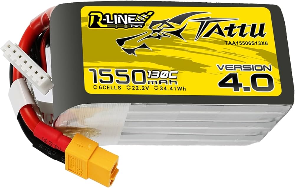 Tattu R-Line Version 4.0 1550mAh 22.2V 130C 6S1P Lipo Battery Pack with ...