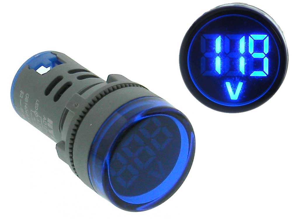 Blue 22mm LCD AC50-500V Digital AC Voltmeter
